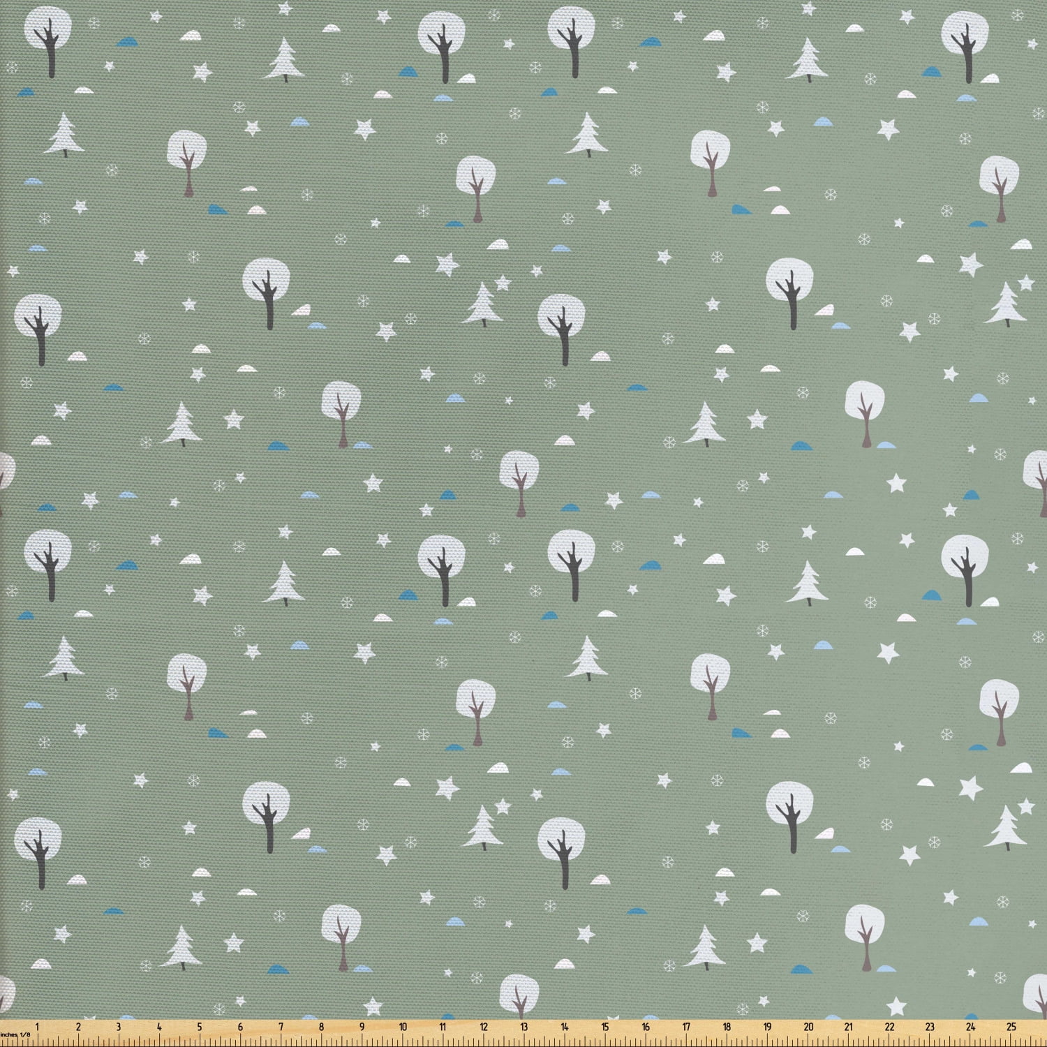 Winter Fabric by the Yard Upholstery, Repetitive Tree Motifs with ...