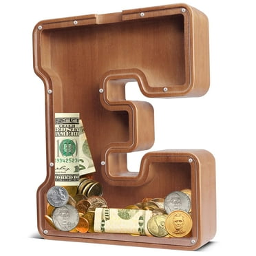 Hot Sale！Wooden Transparent Piggy Bank for Kids,Personalized A-Z Letter ...