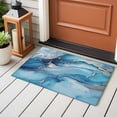 Marble Texture Front Door Rugs 2x3 ft Blue Sliver Shinny Modern ...