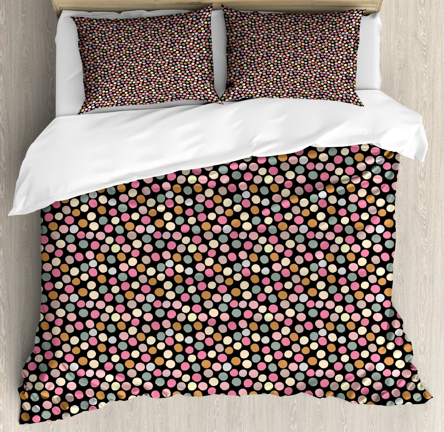 Pastel Duvet Cover Set Queen Size, Hand-Painted Big Spots and Circles ...