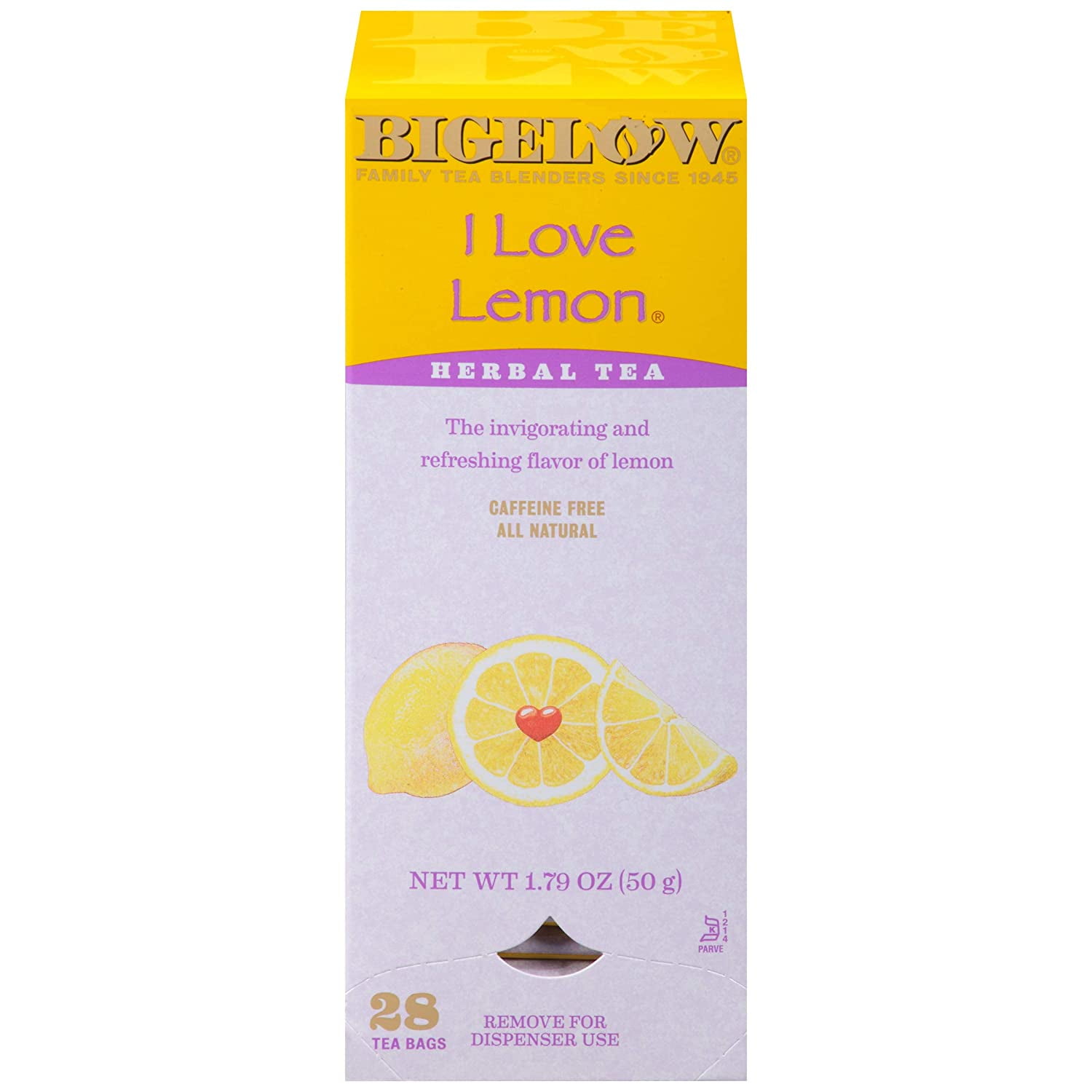 Bigelow I Love Lemon Herbal Tea Bags 28-Count Box (Pack of 1) Lemon ...