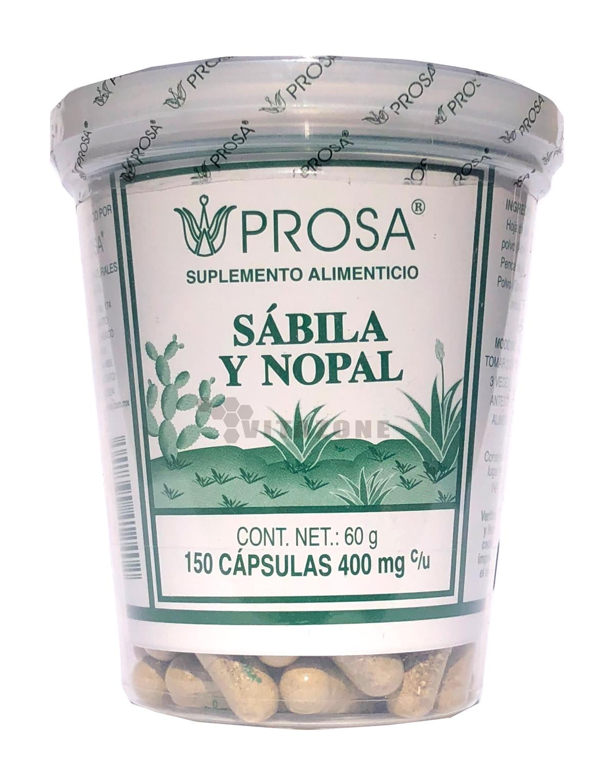 Sábila y Nopal 150 cápsulas 400 mg Prosa PROSA PROSASABILANOPAL ...