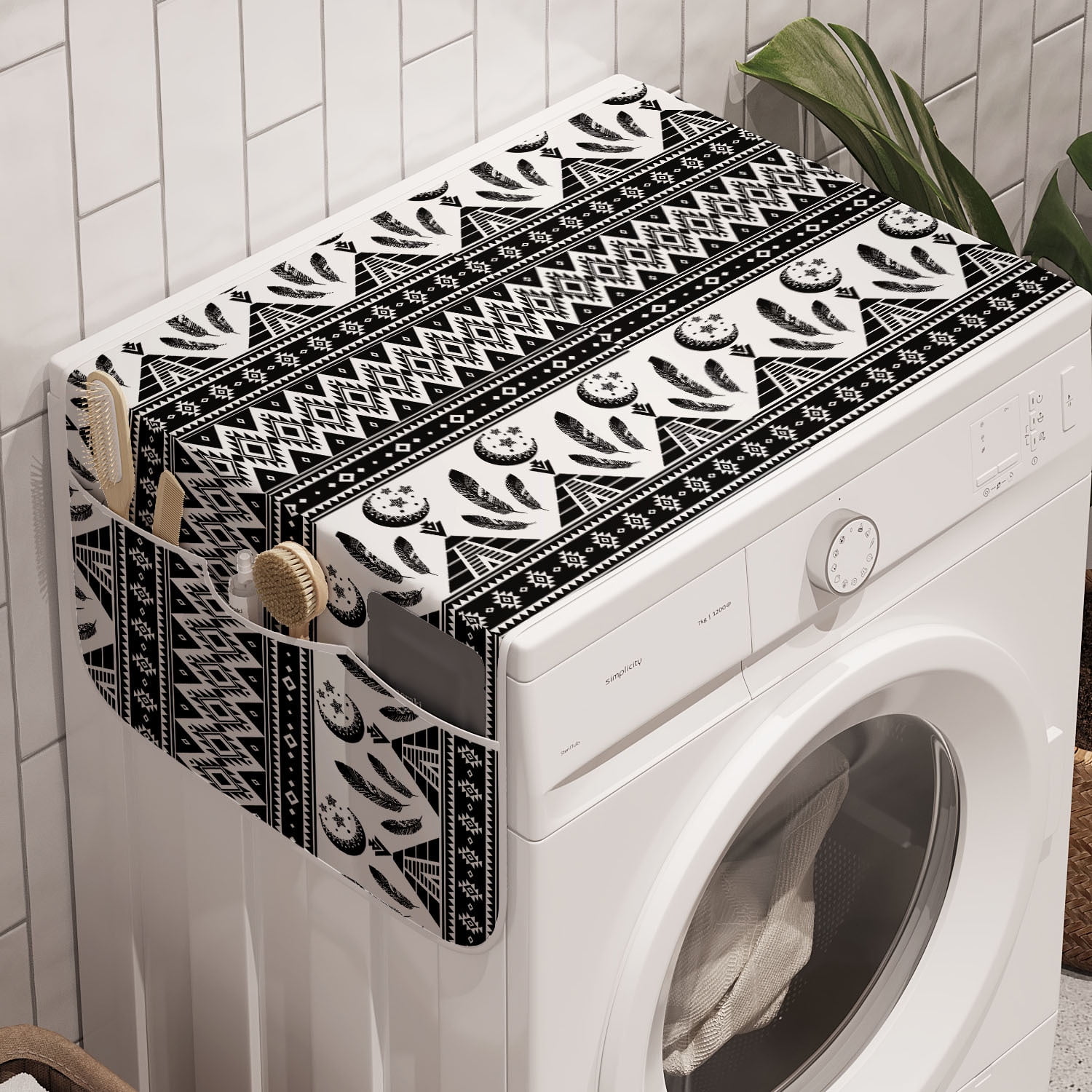 Aztec Washing Machine Organizer, Tribal Geometric Bohemian Design of ...