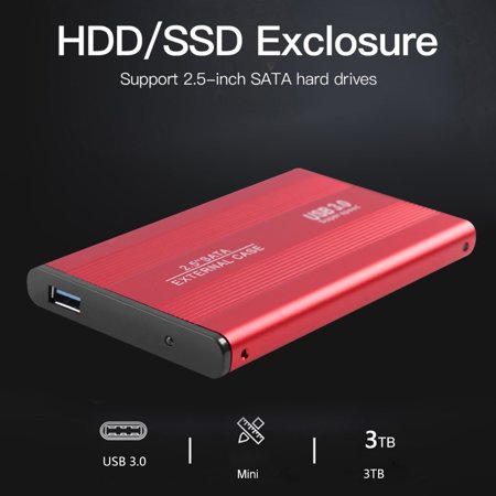 Peggybuy 3TB USB 3.0 HDD SSD Enclosure 2.5 inch SATA Hard Disk Mobile ...