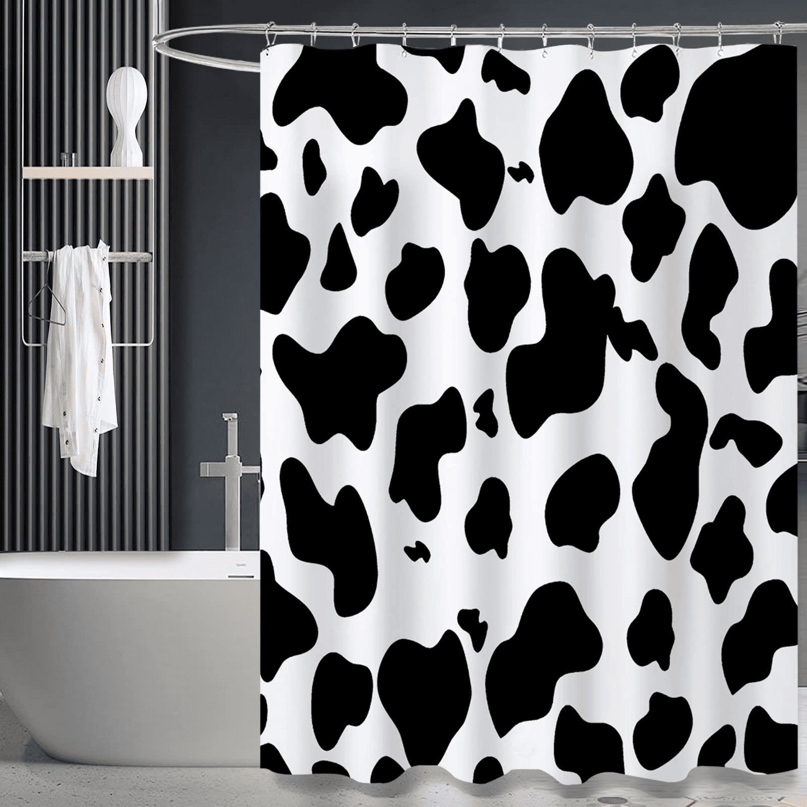 Auvideal Cow Print Shower Curtain Home Decor Cloth Shower Curtains 72* ...