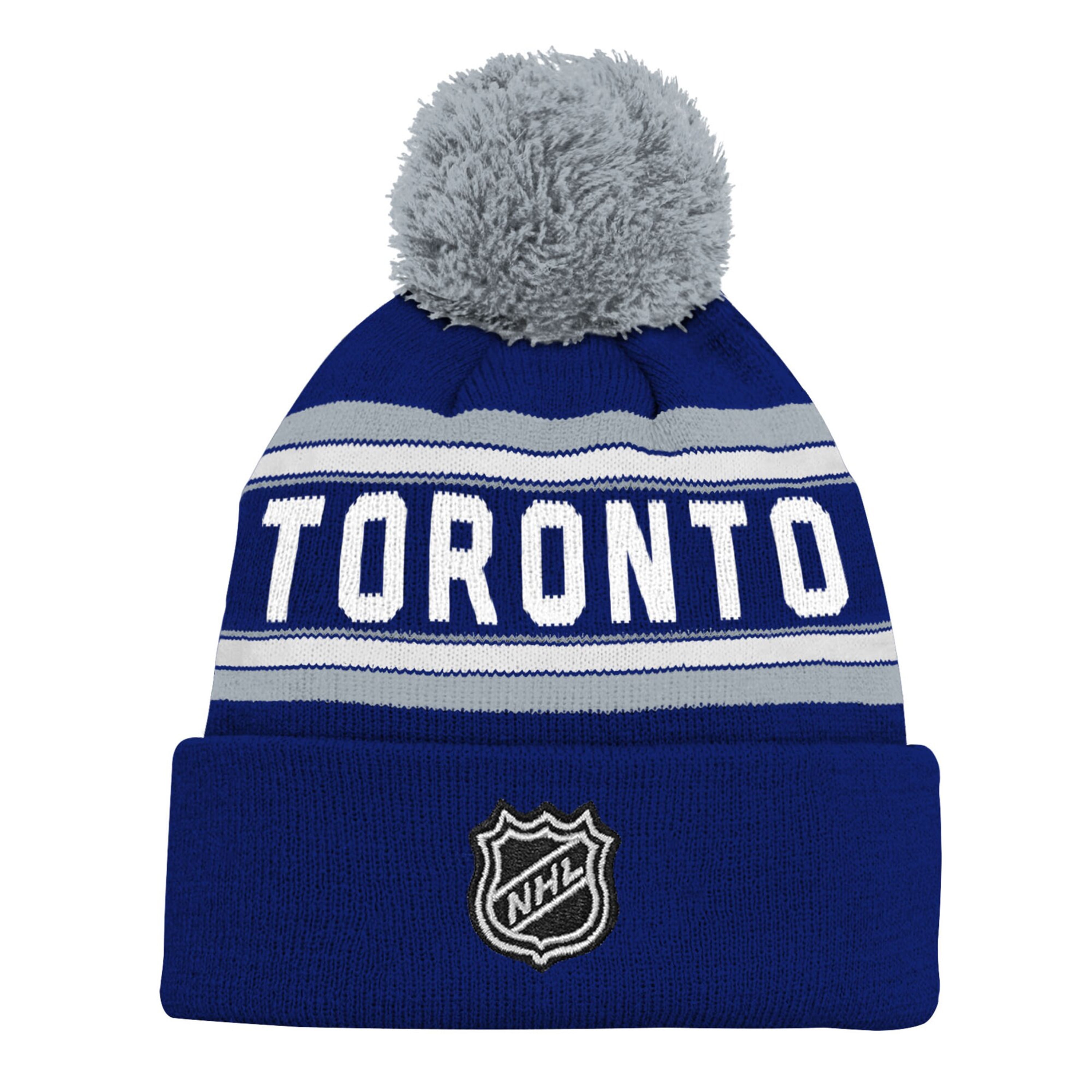 Youth Toronto Maple Leafs NHL Wordmark Jacquard Cuffed Knit Pom Pom ...