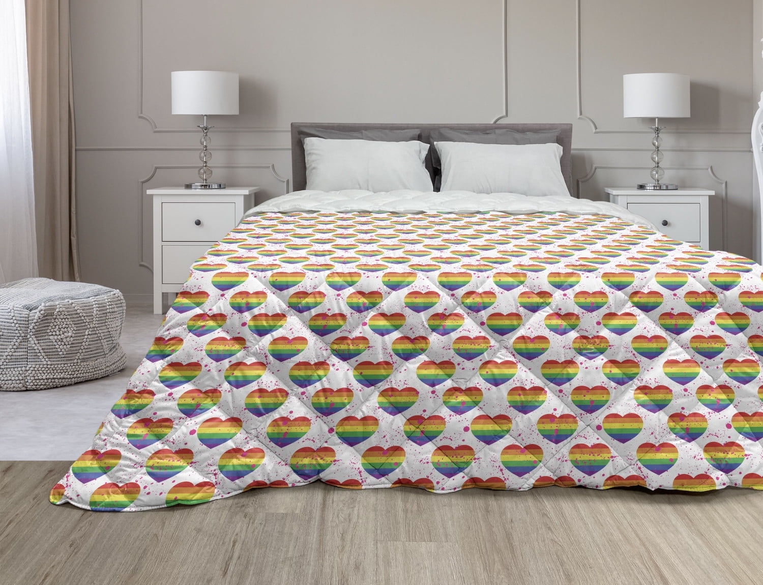Pride Day Down Alternative Comforter, Pixelated Grunge Vibrant LGBT ...
