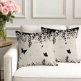 Butterflies Pillow Covers Set of 4, Spring Black Butterfly Falling Leaf ...