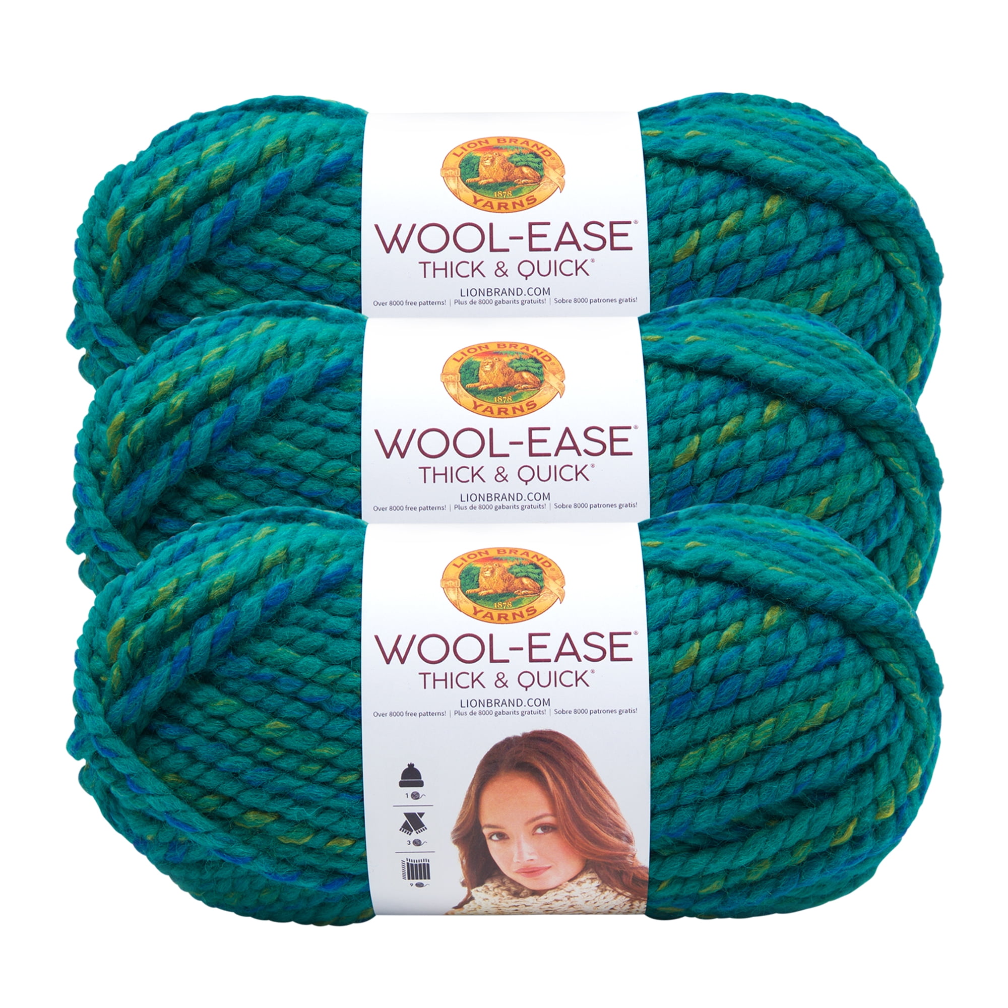 Lion Brand Yarn Wool-Ease Thick and Quick Bluegrass Classic Super Bulky ...