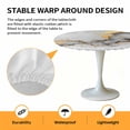 Abstract Marble Texture Round Fitted Tablecloth with Elastic Edge, Grey ...