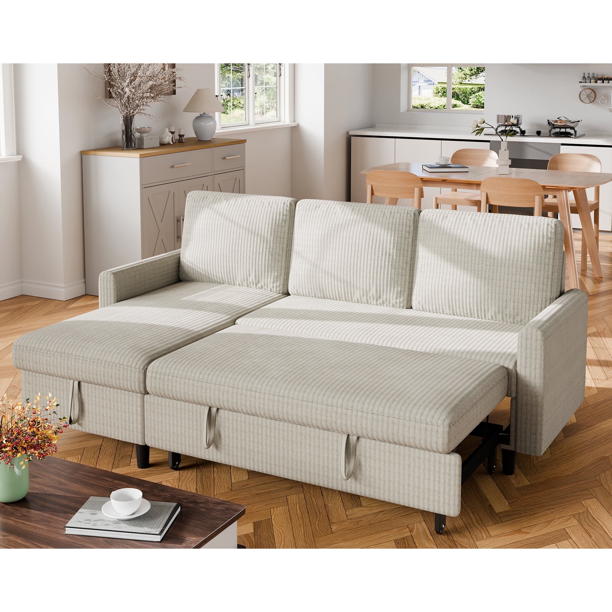 Click here for Walsunny Pull Out Sectional Sleeper Sofa Bed L Sha... prices