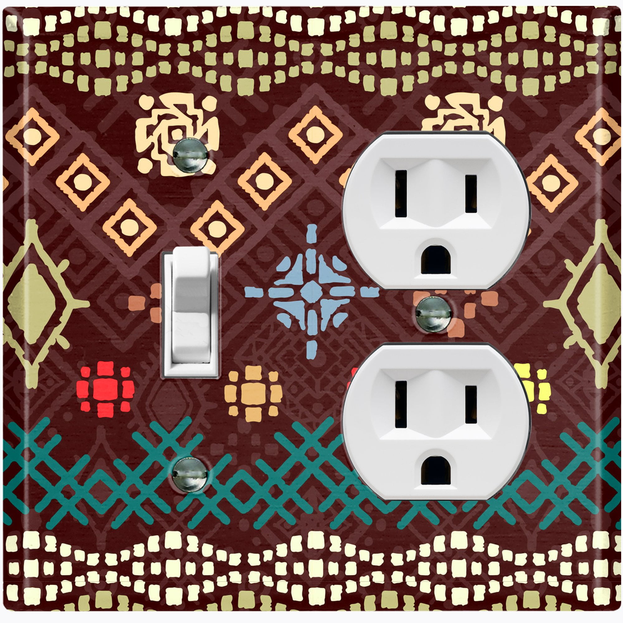 Metal Light Switch Plate Cover Safari African Tribal Art Pattern Brown ...