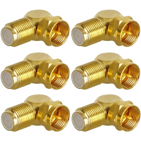 HTAIGUO 6 Pack F-Type Right Angle Connector Male to Female Adapter RF ...