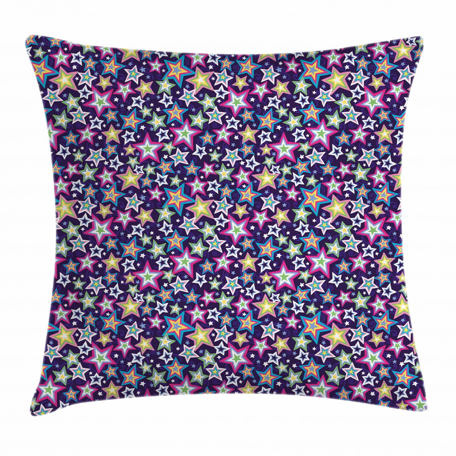 Star Throw Pillow Cushion Cover, Multicolored Stars in Different Shapes ...