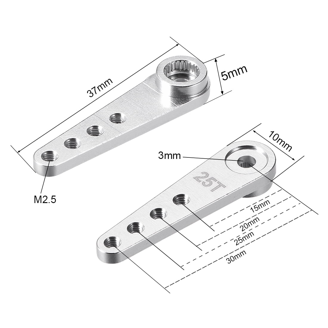 Aluminum Servo Horn 25T M2.5 Thread Silver, for RC Hobby Model Car/Boat ...