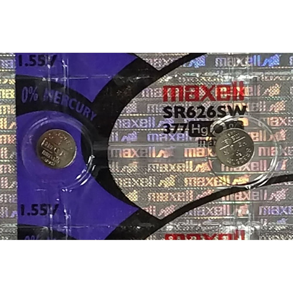 2 x MAXELL SR626SW 377 1.55v Silver Oxide Button Cell Watch Battery ...