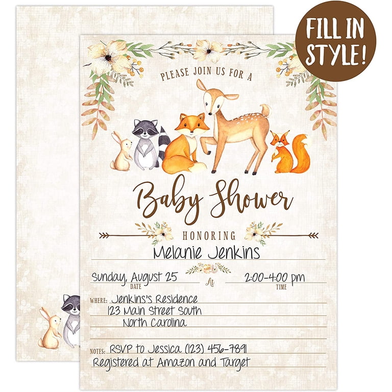 Woodland Fox Baby Shower Invitations 6 Whimsical Baby Shower