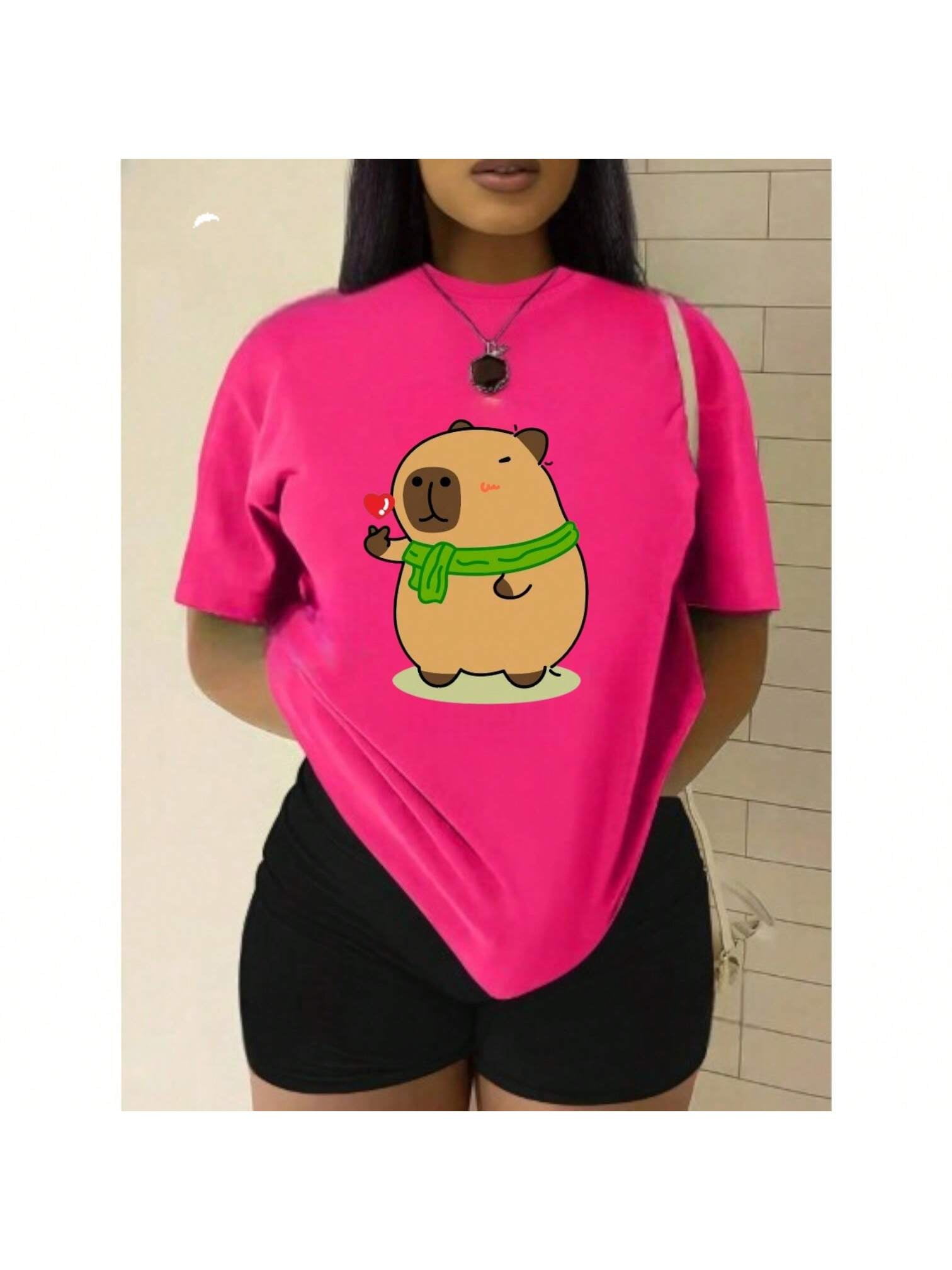 Playera Blusa De Capybara Enviando Un Corazon Ropa Chic Capibara Color ...