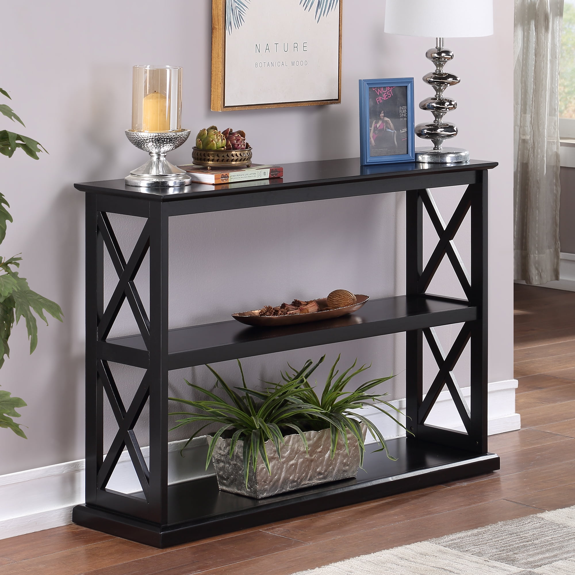 Convenience Concepts Coventry Console Table with Shelves, Black ...