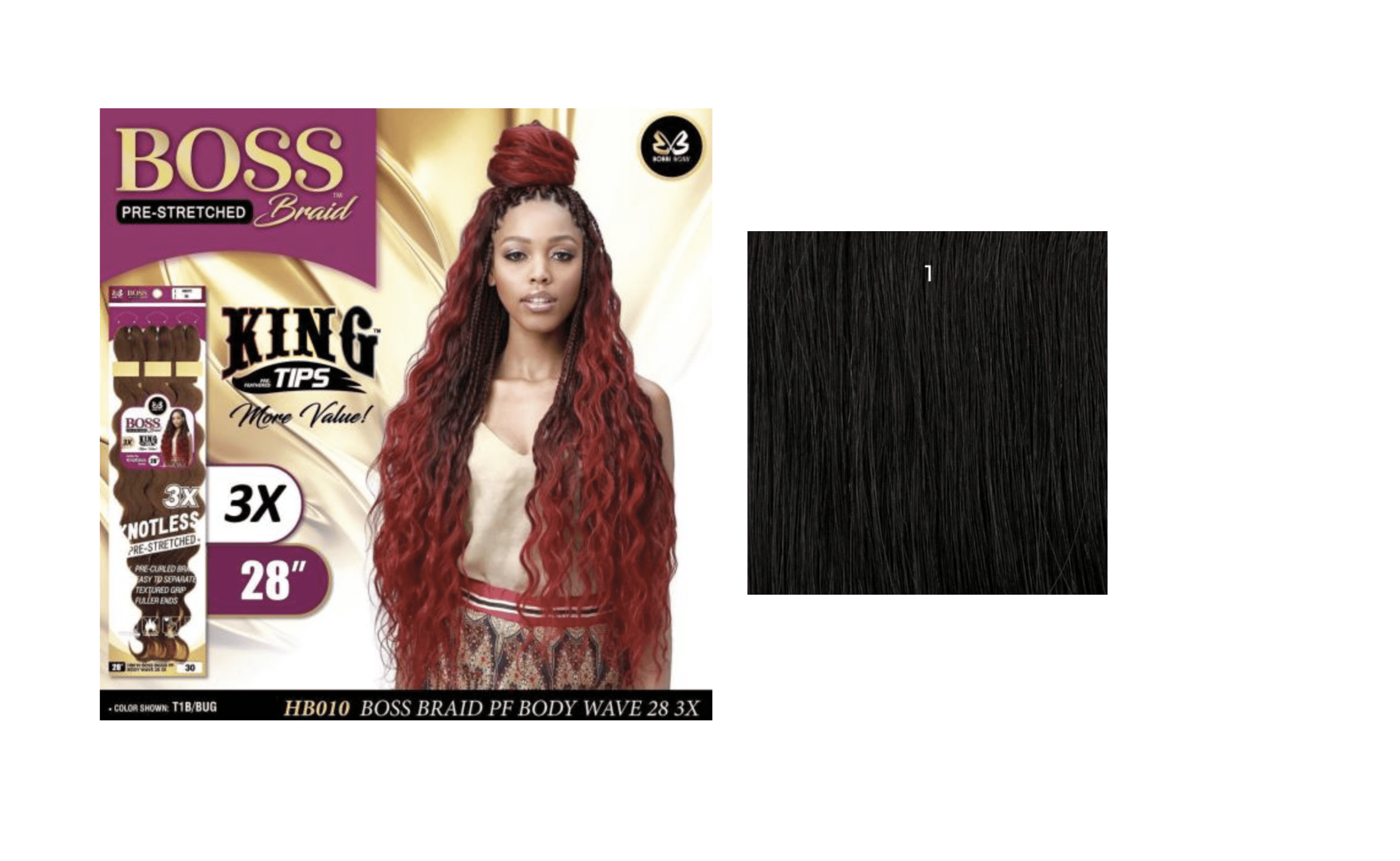 Bobbi Boss King Tips Body Wave 28" 3x (COLOR #1) - Walmart.com