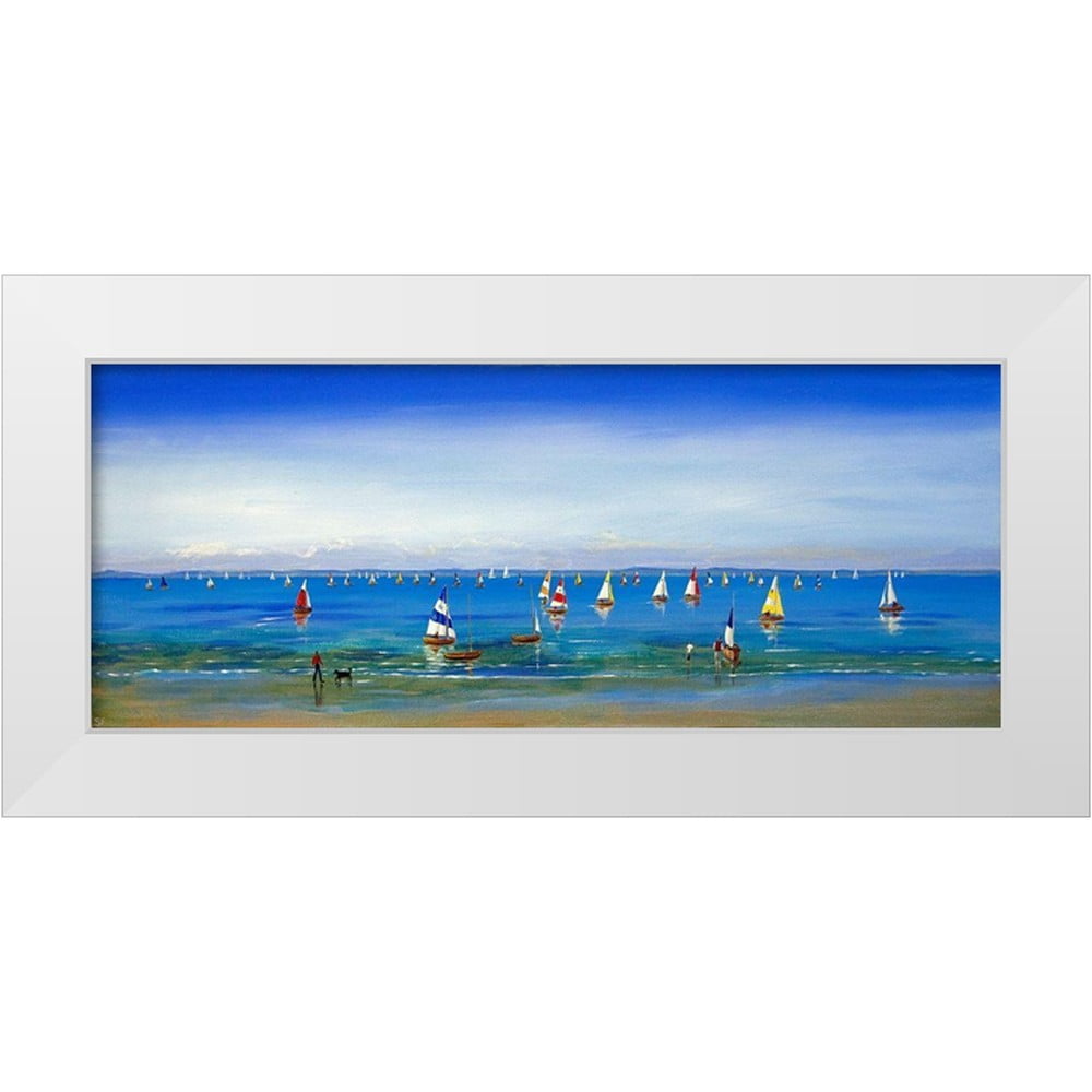 Francis, Sandra 24x12 White Modern Wood Framed Museum Art Print Titled - Sailing Away - Walmart.com
