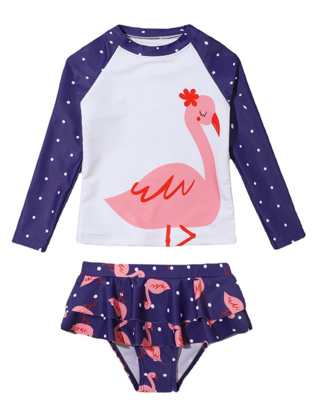 URMAGIC URMAIC kid Girls Long Sleeve Rash Guard with Bikini Bottoms Two ...