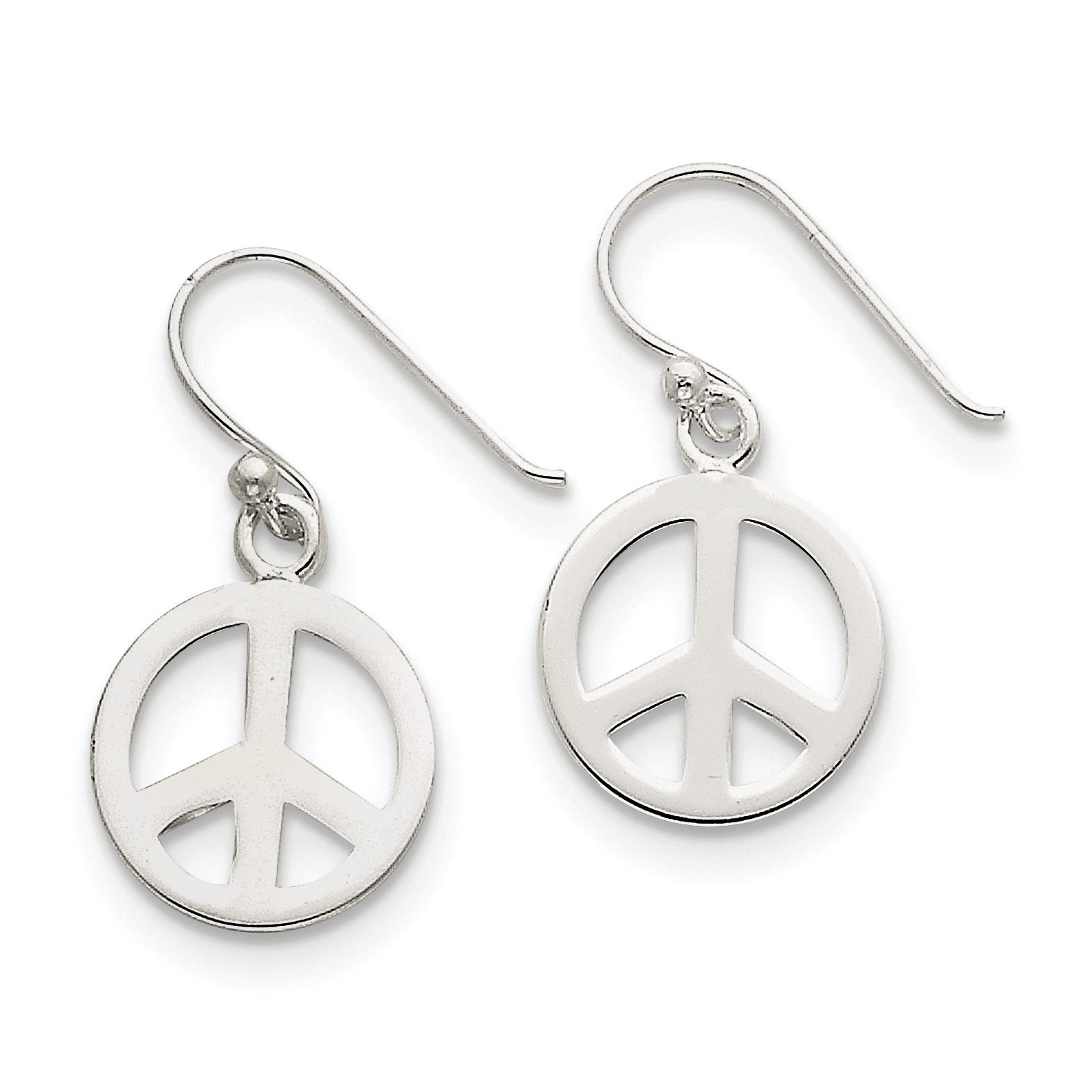 Sterling Silver Polished Peace Sign Dangle Earrings - Walmart.com