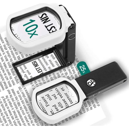 25X 10X Free Standing Reading Magnifier, 9 LED Lighted Magnifier Hand ...