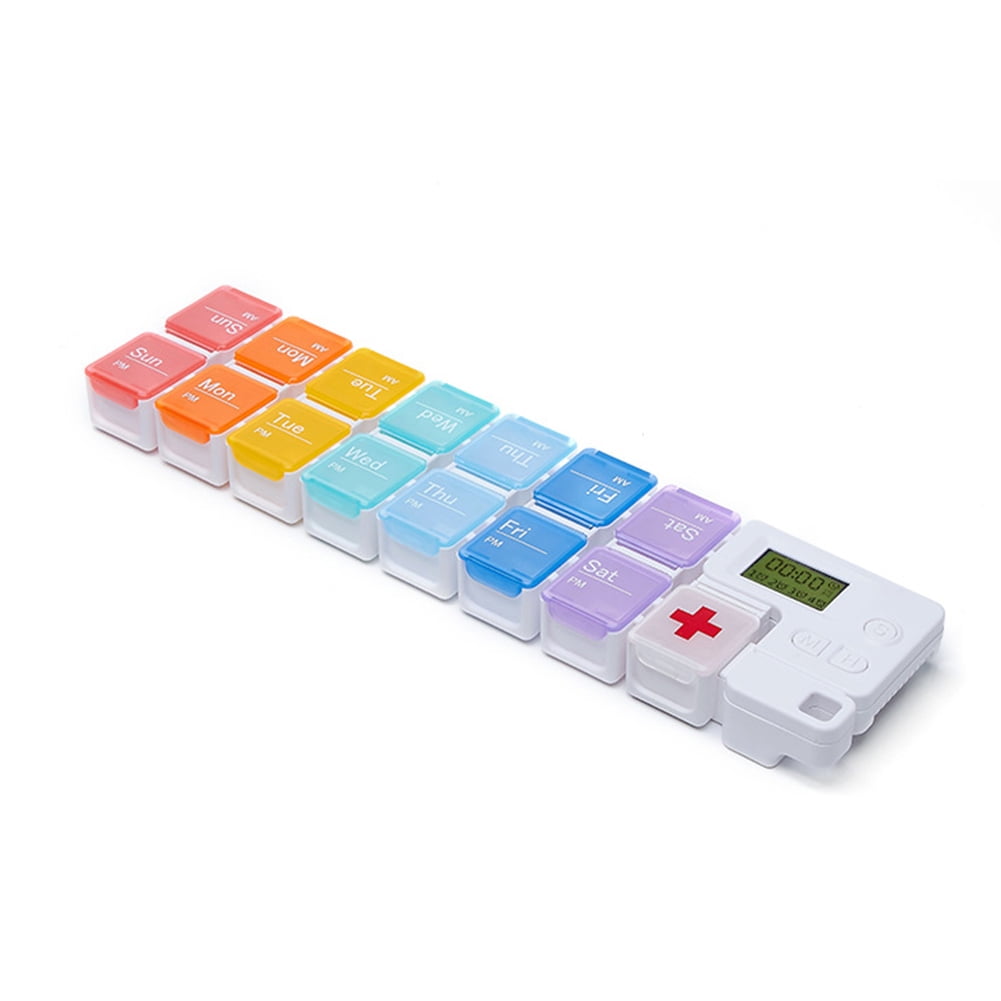Pinfect 14 Grids 7 Days Tablets Box LED Timer Reminder Medicine ...