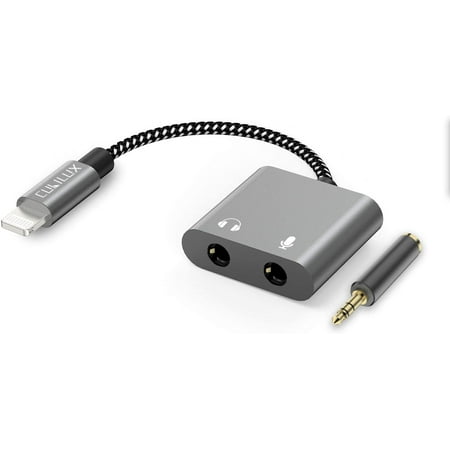 Cubilux Lightning to 3.5mm Microphone Headphone Adapter, MIC Splitter ...