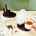 2pcs Wood Tea Cup and Saucer Display Stand Brown Single Cup Display ...