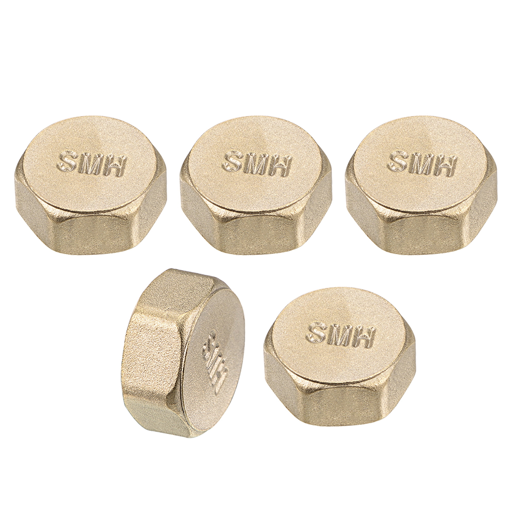 1/2 Inch Cast Brass Cap 5pcs G1/2 Female Pipe Fitting Hex Compression ...