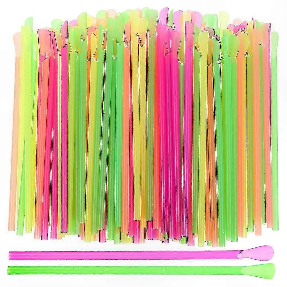 400 Count Spoon Straws for Slushies and Beverages - Disposable Scoop ...