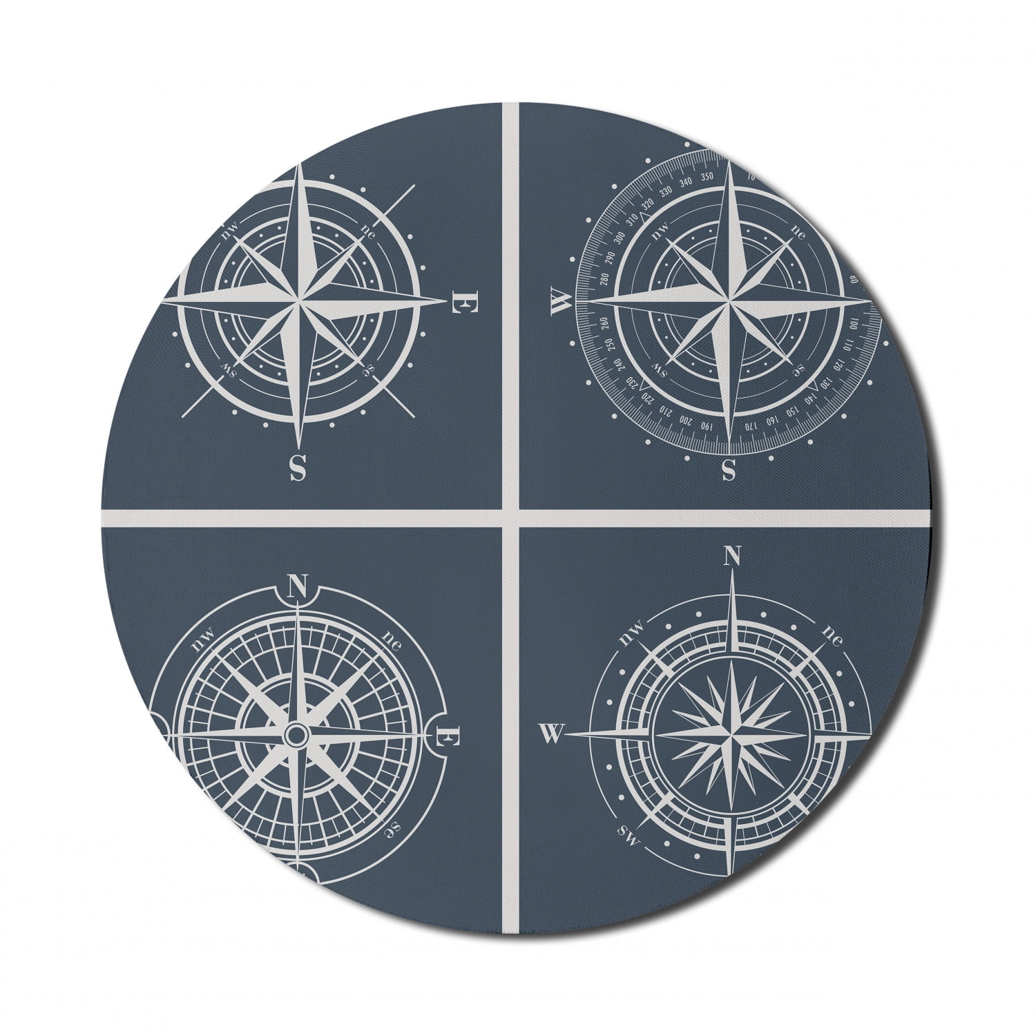 Compass Mouse Pad for Computers, White Compasses Navy Blue Background ...