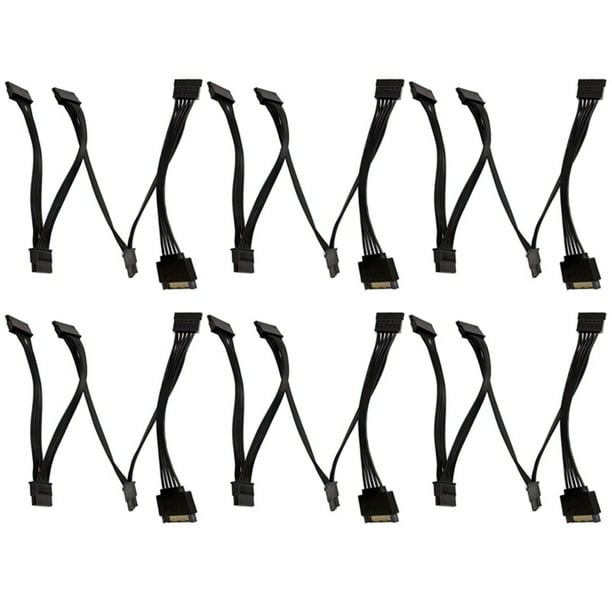 6X 15 Pin SATA Power Extension Hard Drive Cable 1 Male to 5 Female ...