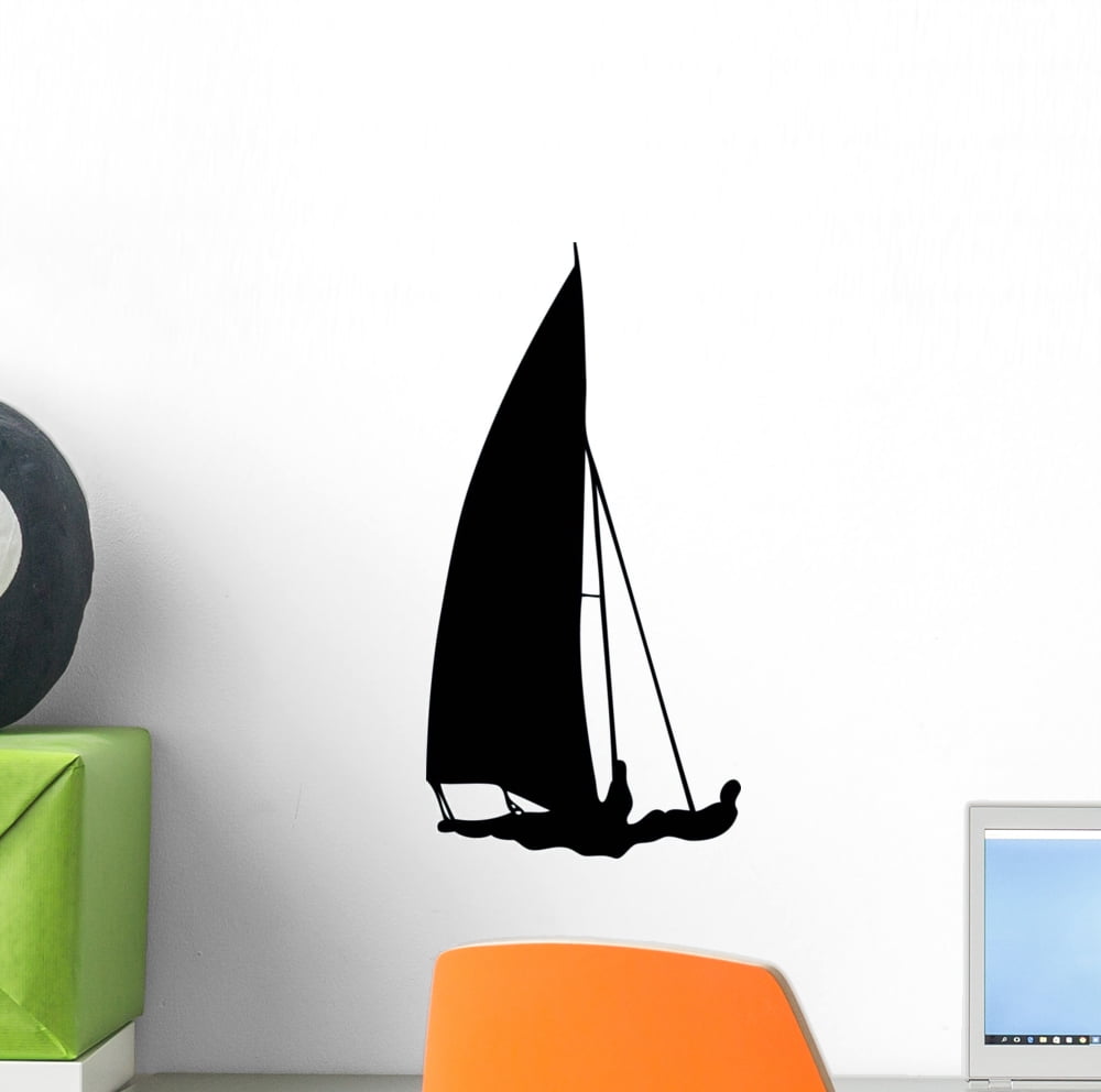 Black and White Sailboat Wall Decal Sticker, Wallmonkeys Peel & Stick ...