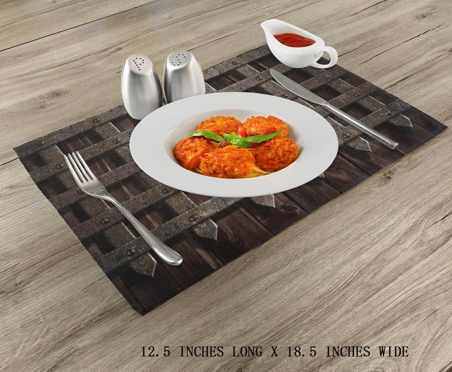 Place Mats Set of 4, Medieval Wooden Castle Wall and Gate Greek Style ...