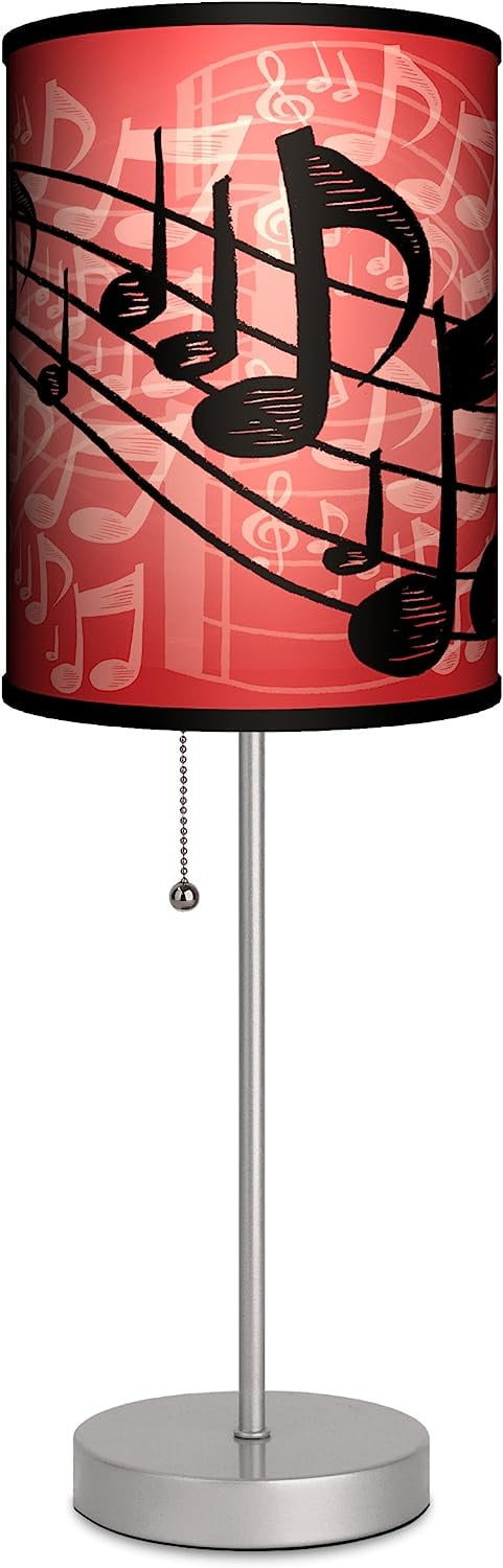 Lamp-In-A-Box Red and Black Musical Notes Table Lamp Home Decor Gifts ...
