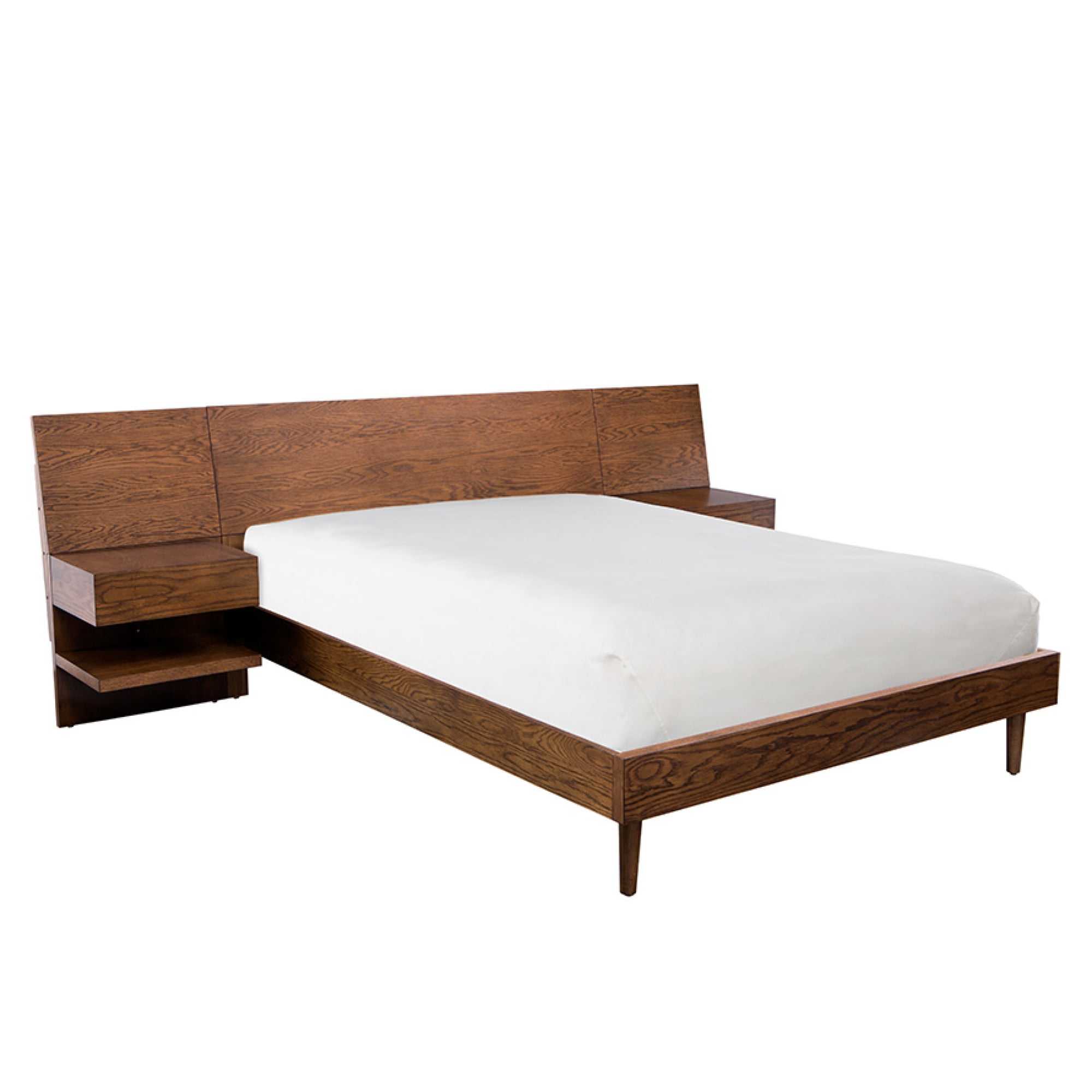 Clark Queen Size Bed with Attached Nightstands, Storage Frame & Low ...
