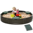 "Outsunny Large Kids Outdoor Sandbox Playground Box with Cover, Easy ...