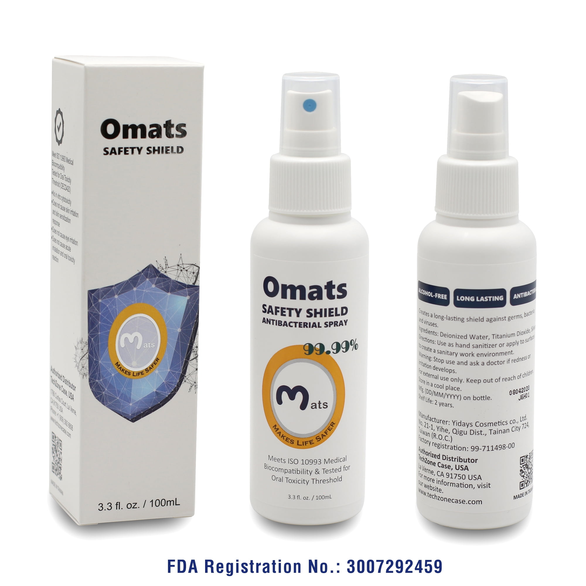 Omats Safety Shield Antibacterial Sanitizing Spray for Surfaces 3.3 oz ...