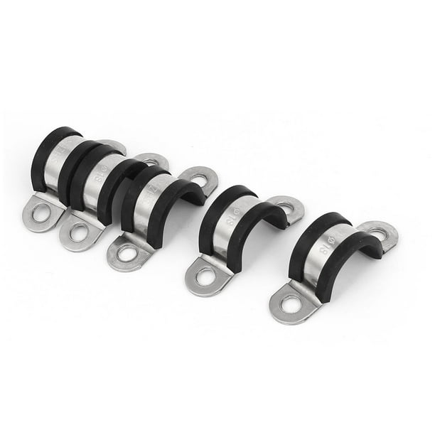 Unique Bargains 18mm U Clips EPDM Rubber Lined Mounting Brackets Clamps ...