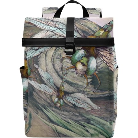 Dragonfly Swarm Vintage Backpack Roll Top Daypack Laptop Work Travel ...