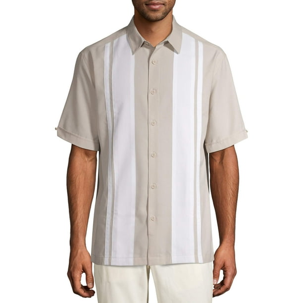 Cafe Luna Men's and Big Men's Short Sleeve Panel Woven Shirt - Walmart.com