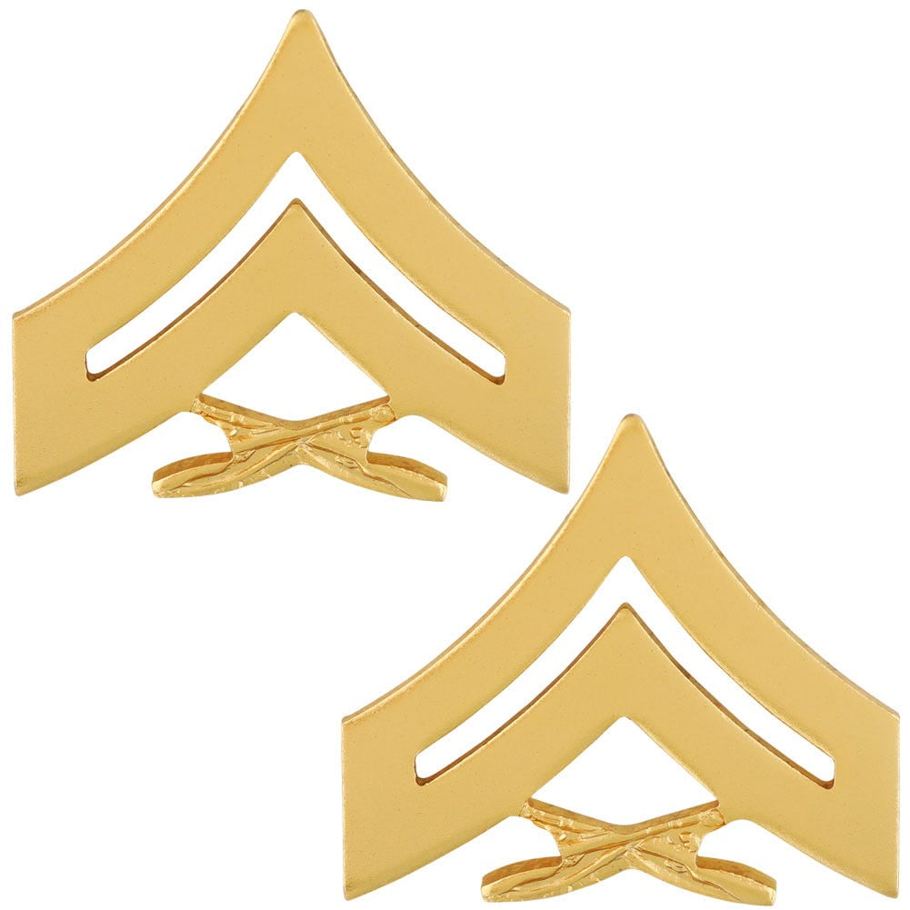 Marine Corps (USMC) Chevron Satin Gold CPL Corporal E4 - Walmart.com