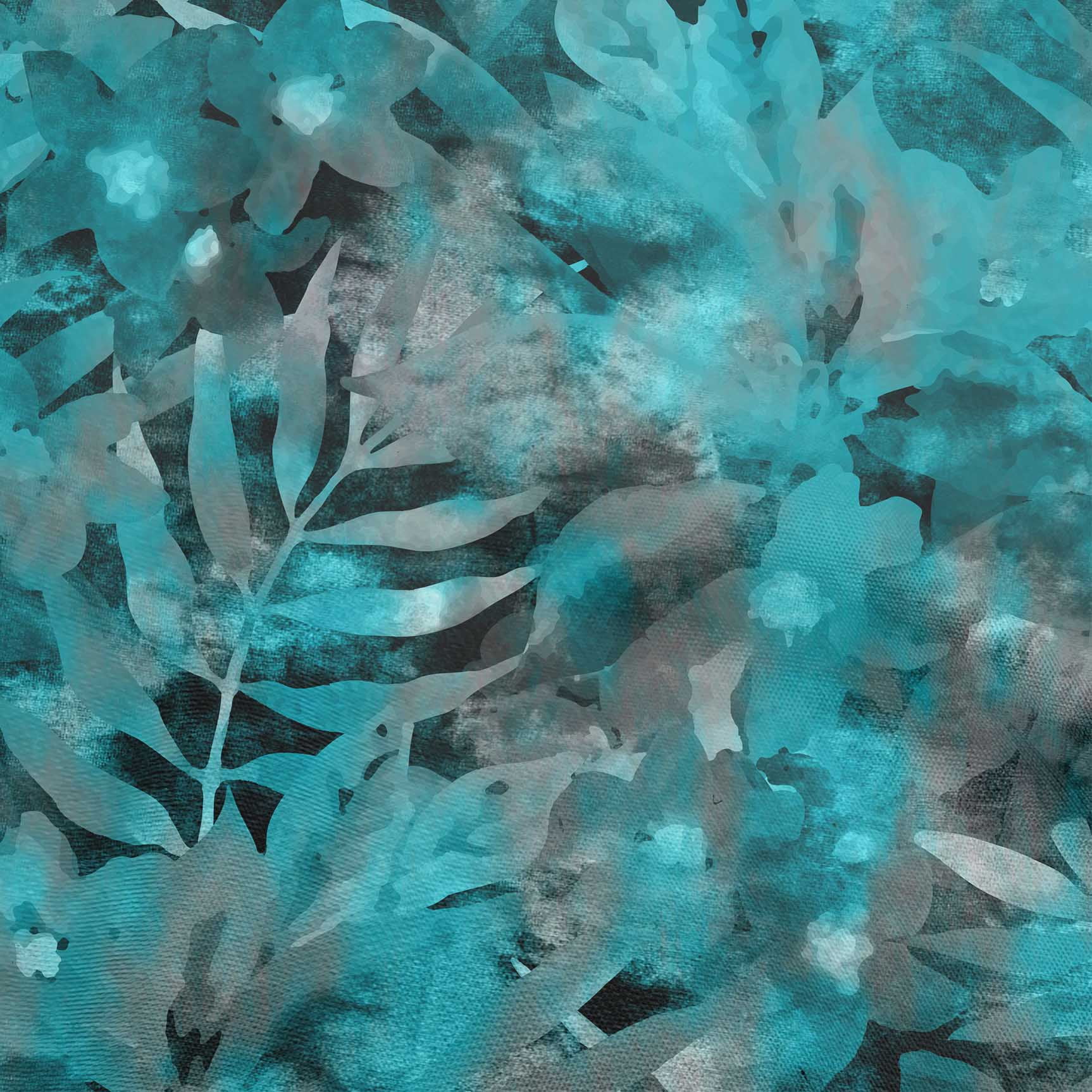 oneOone Cotton Silk Teal Green Fabric Tropical Abstract Sewing Material ...