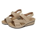 Bibifish Womens Wedge Sandals Chic Flexible Relaxed Open Toe Dual Hook ...