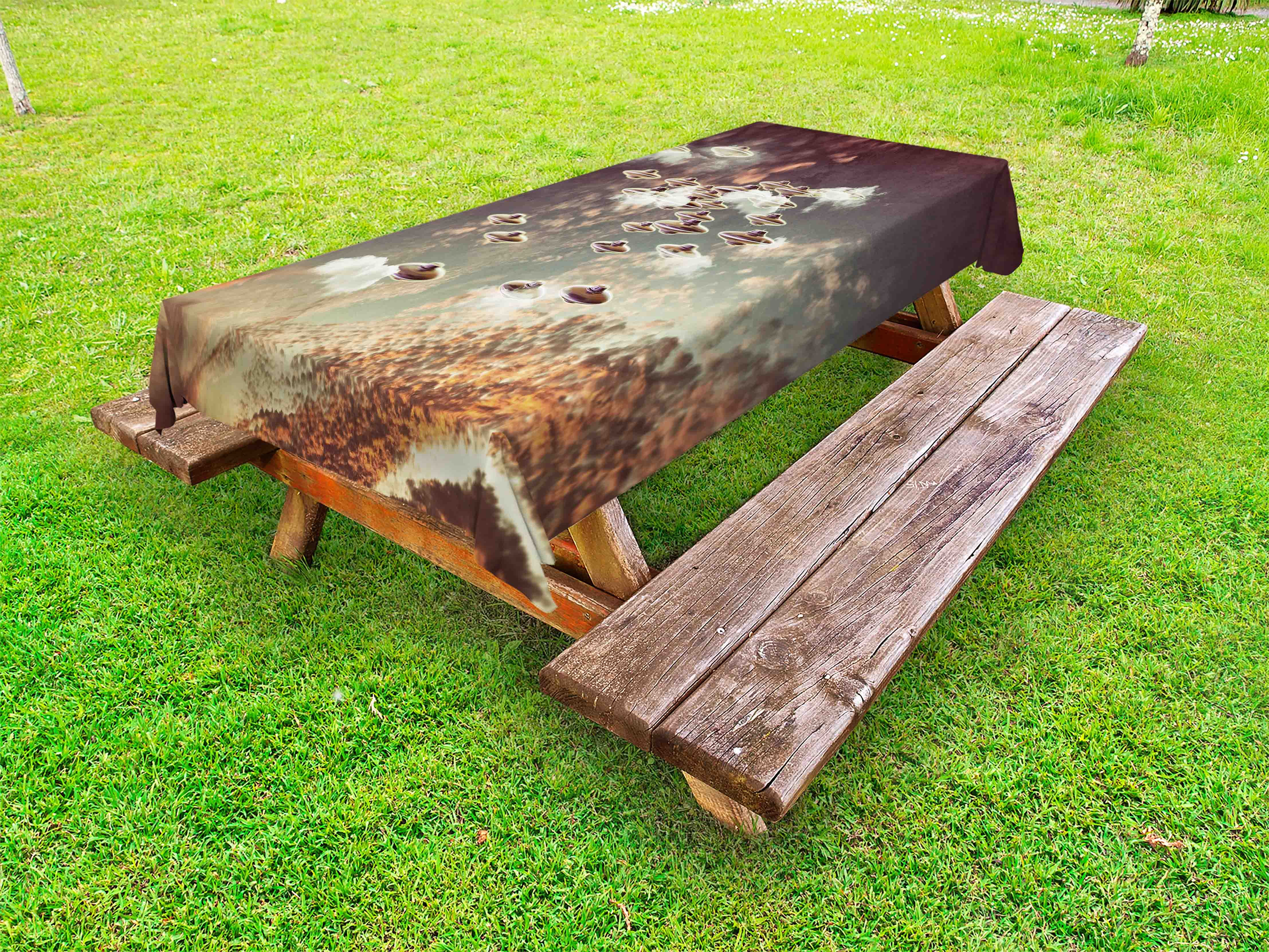 Outer Space Outdoor Tablecloth, Flying Objects in Cloudy Sky UFOs ...