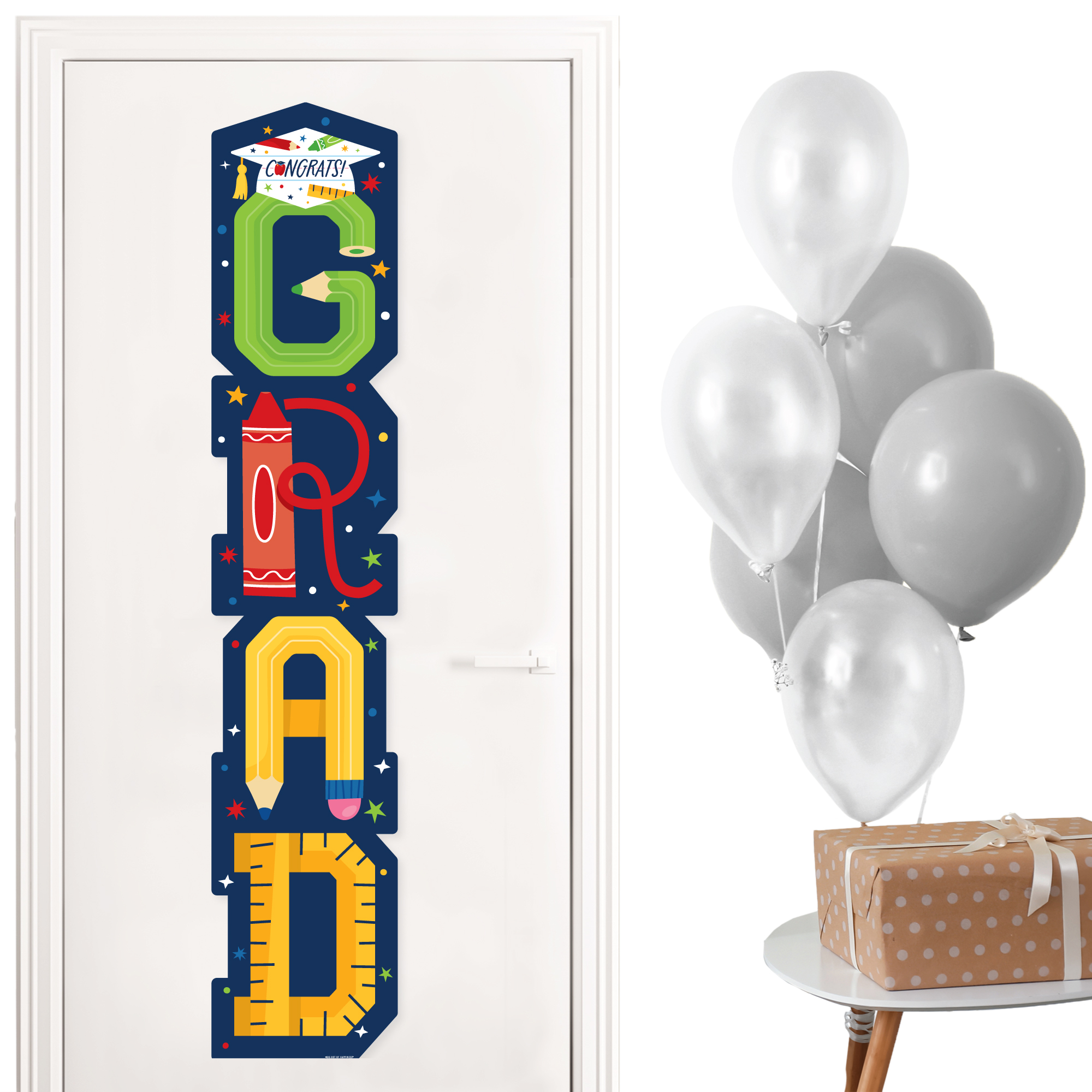 Big Dot of Happiness Elementary Graduation Banner - Vertical Shaped ...