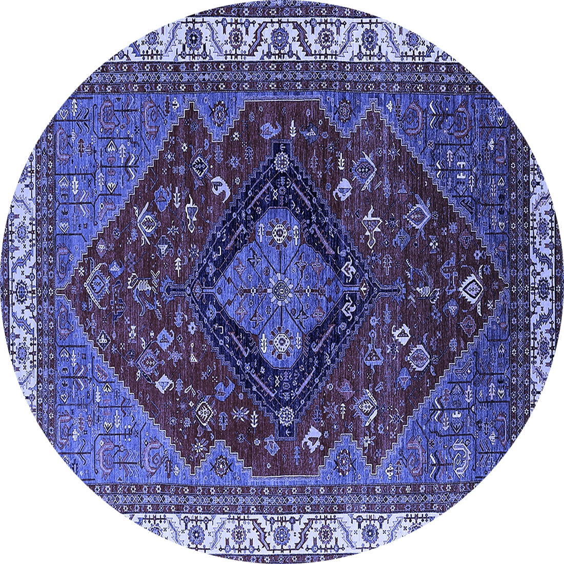 Ahgly Company Indoor Round Persian Blue Traditional Area Rugs, 8' Round ...